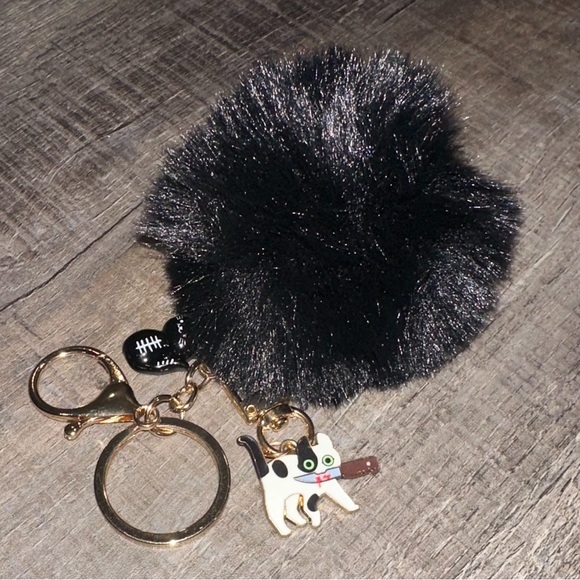 Accessories | New Slasher Cat Charm Furry Ball Clip Keychain | Poshmark